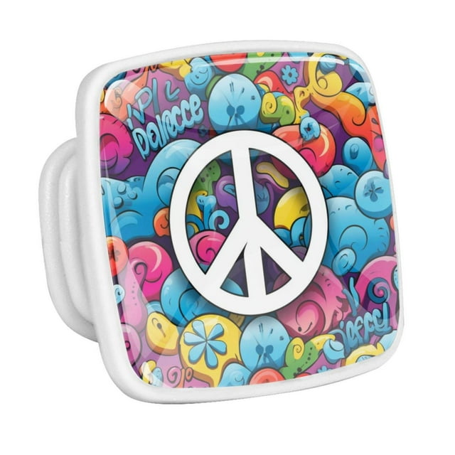 Peace Sign Fluorescent Drawer Pulls with Screws Square 4-Pack Glow Dark ...