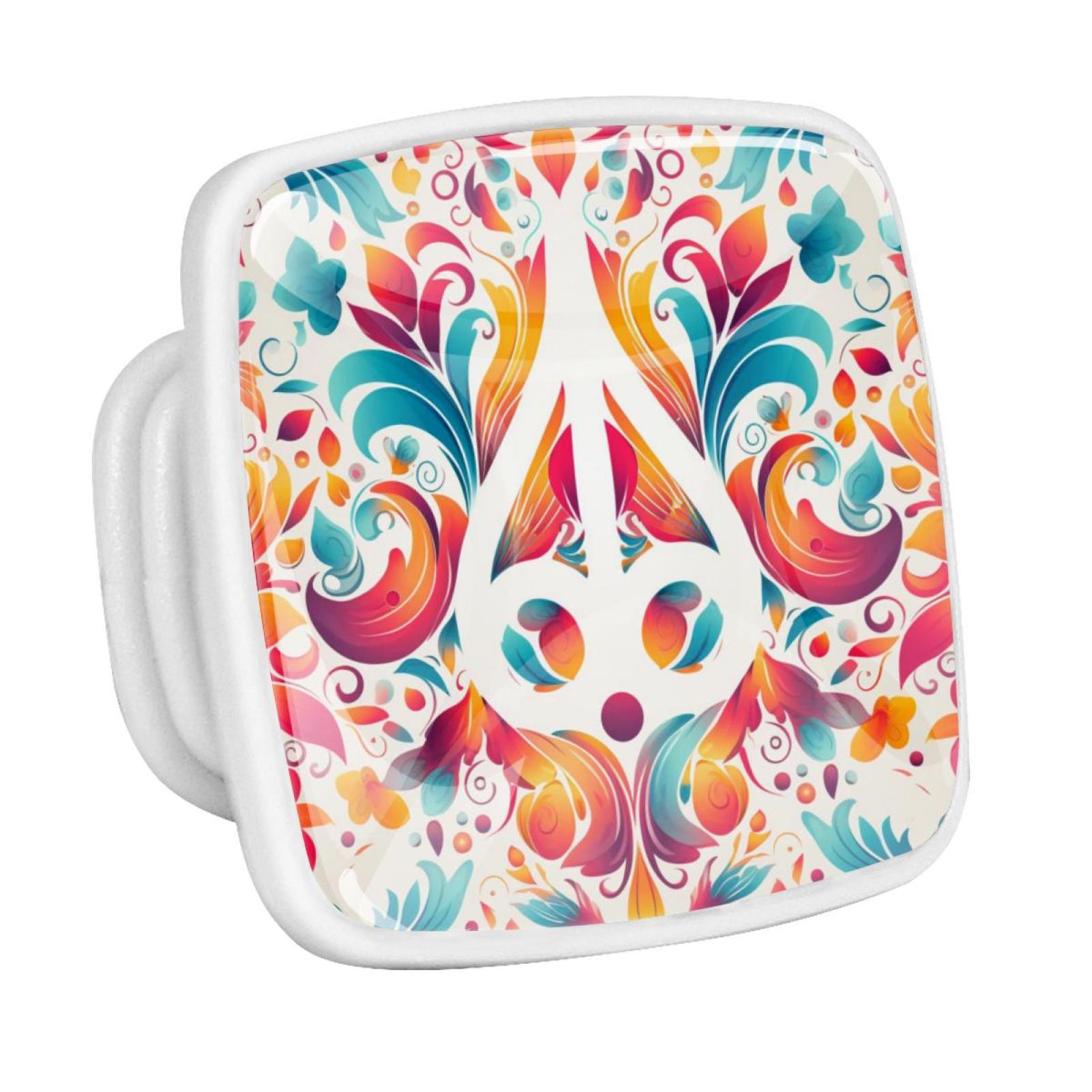 Peace Sign Fluorescent Drawer Pulls with Screws Square 4-Pack Glow Dark ...