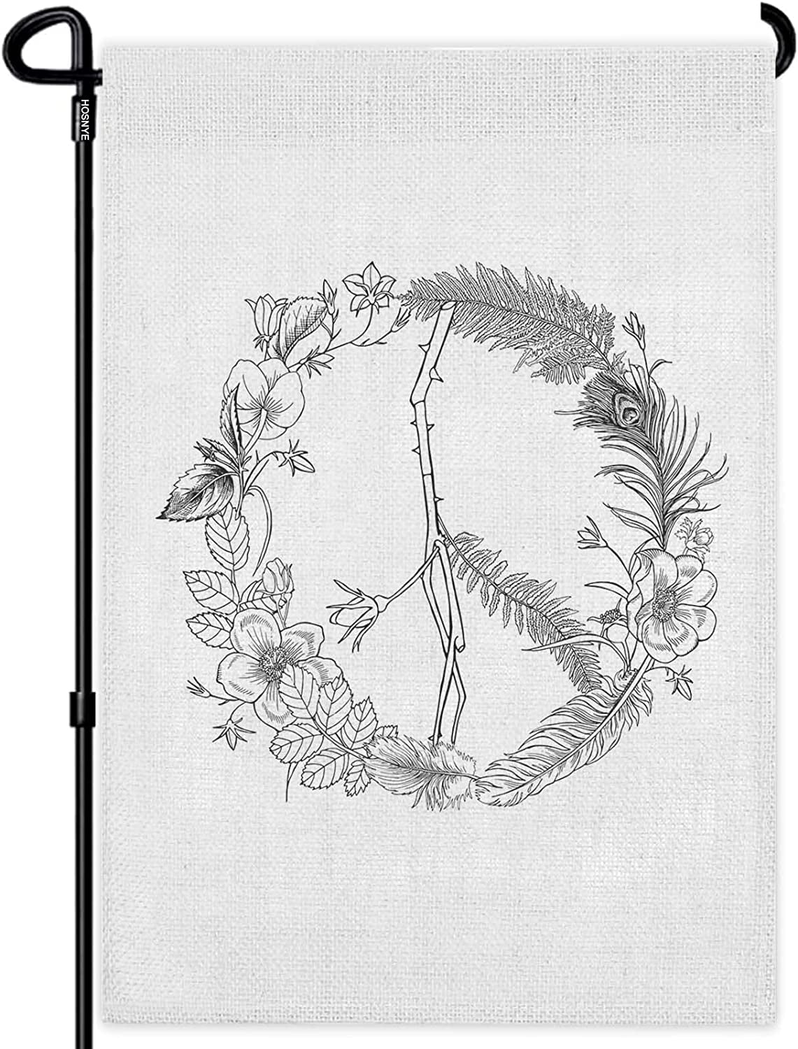 Peace Sign Garden Flag Vertical Double Sided Boho Hippie Wreath ...