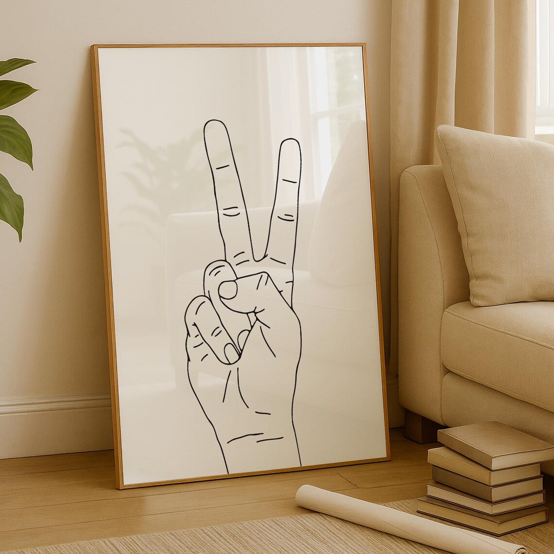 Peace Sign Hand Gesture Wall Art #3820, Unframed Poster Size 16x24 ...
