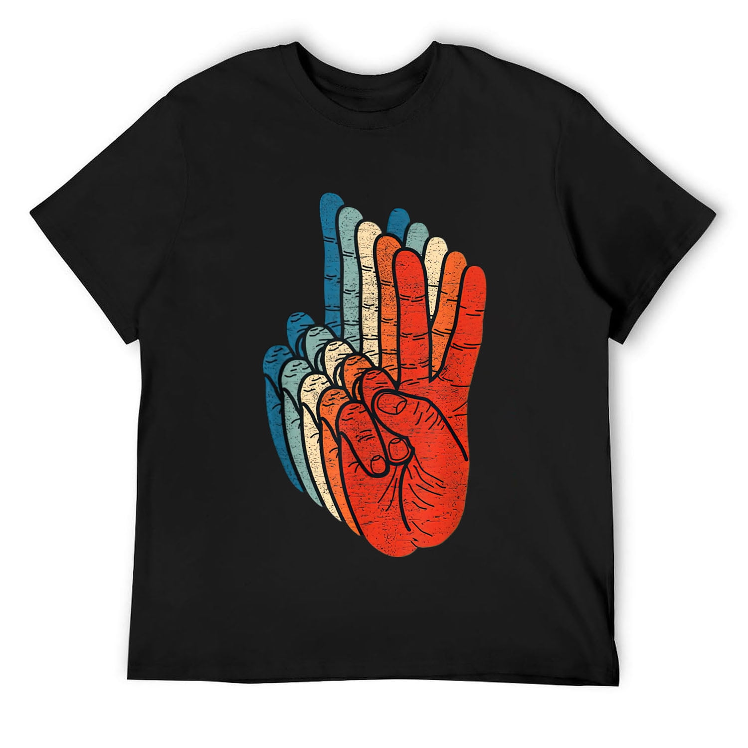 Peace Sign Hand Sign Language ASL Grunge Cool Handsign T-Shirt ...