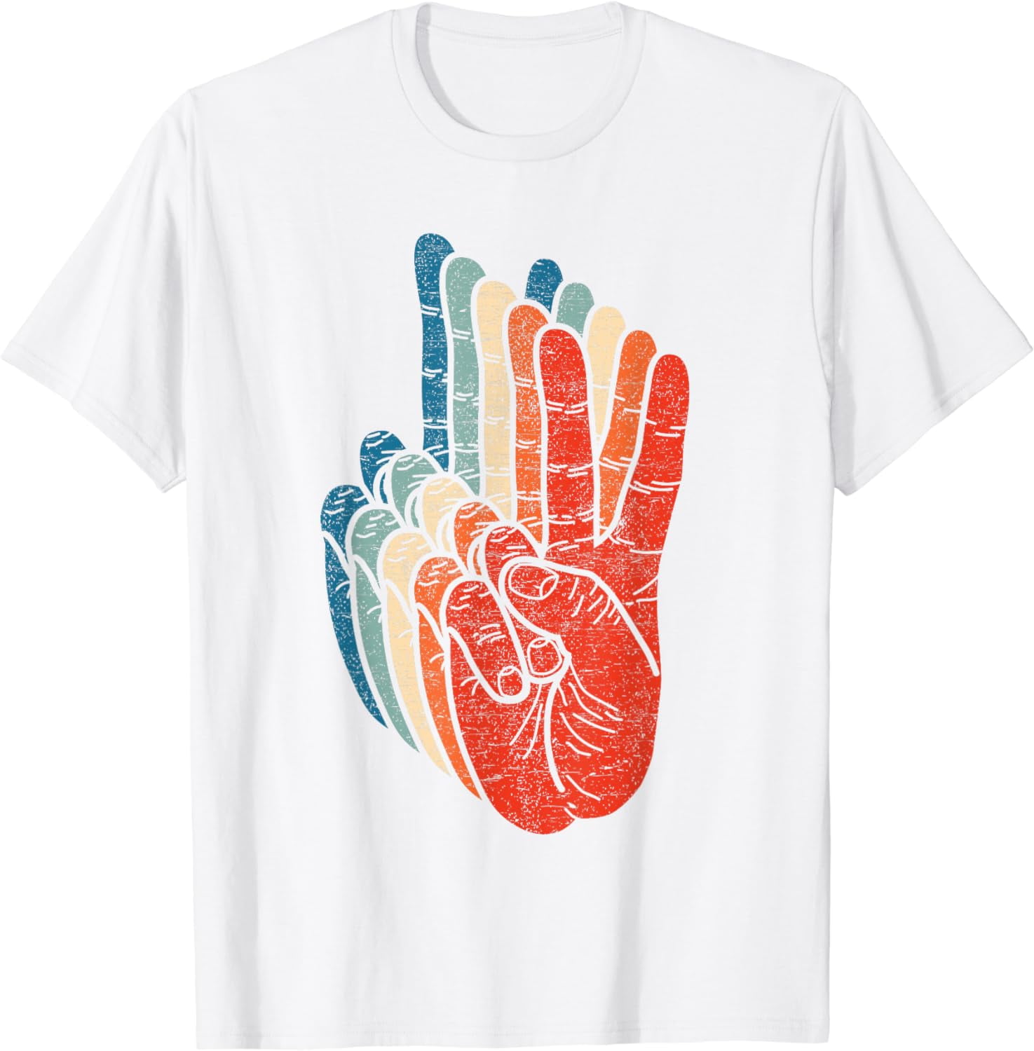 Peace Sign Hand Sign Language ASL Grunge Cool Handsign T-Shirt ...
