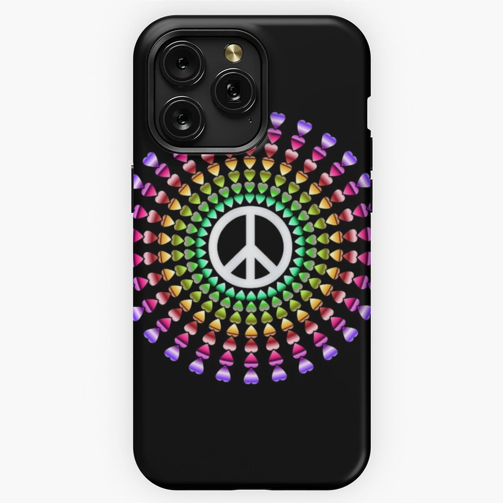 Peace Sign Hearts Optical Illusion Modern Graphic with iPhone 17 to 11 ...