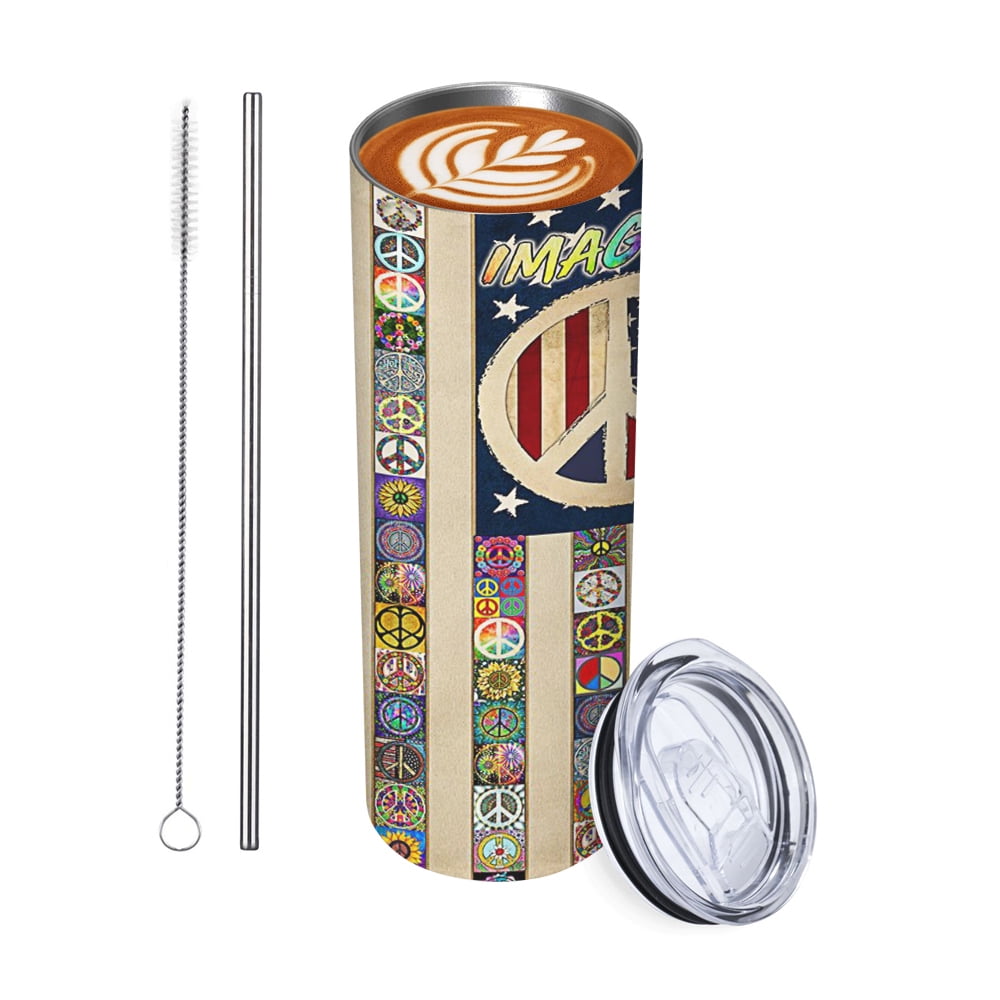 Peace Sign Hippie 20oz Coffee Mug Cup,Stainless Steel Thermos Water ...