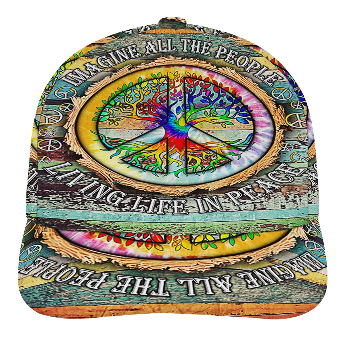 Peace Sign Hippie Imagine All The People Living Life In Peace baseball ...