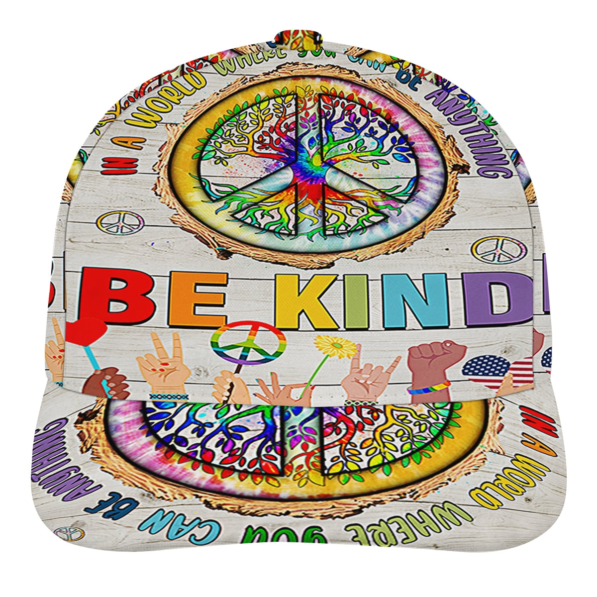 Peace Sign Hippie In A World Be Kind baseball cap hat - Walmart.com