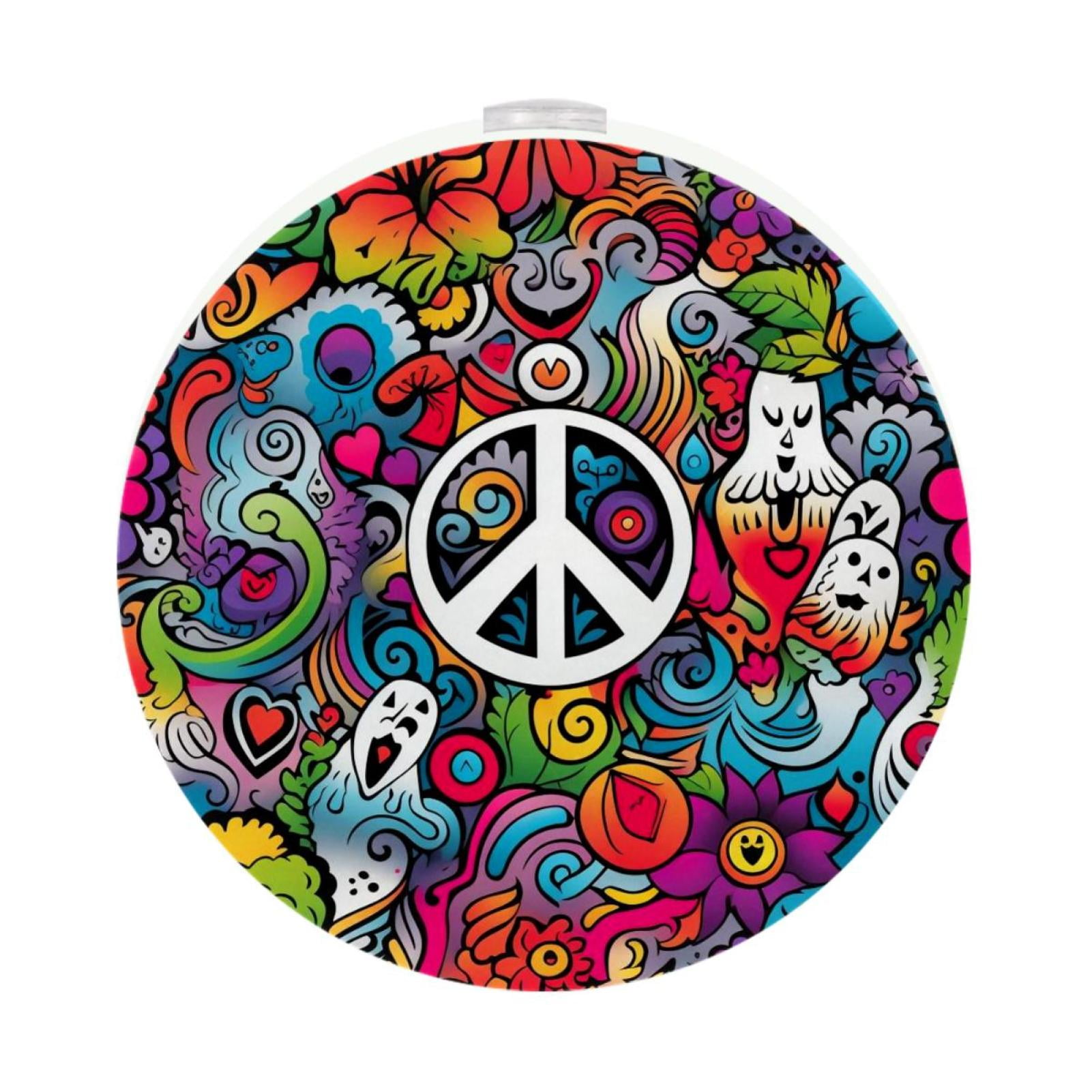 Peace Sign LED Round Night Light-2PCS: Bright and Compact Plug-in Lamps ...