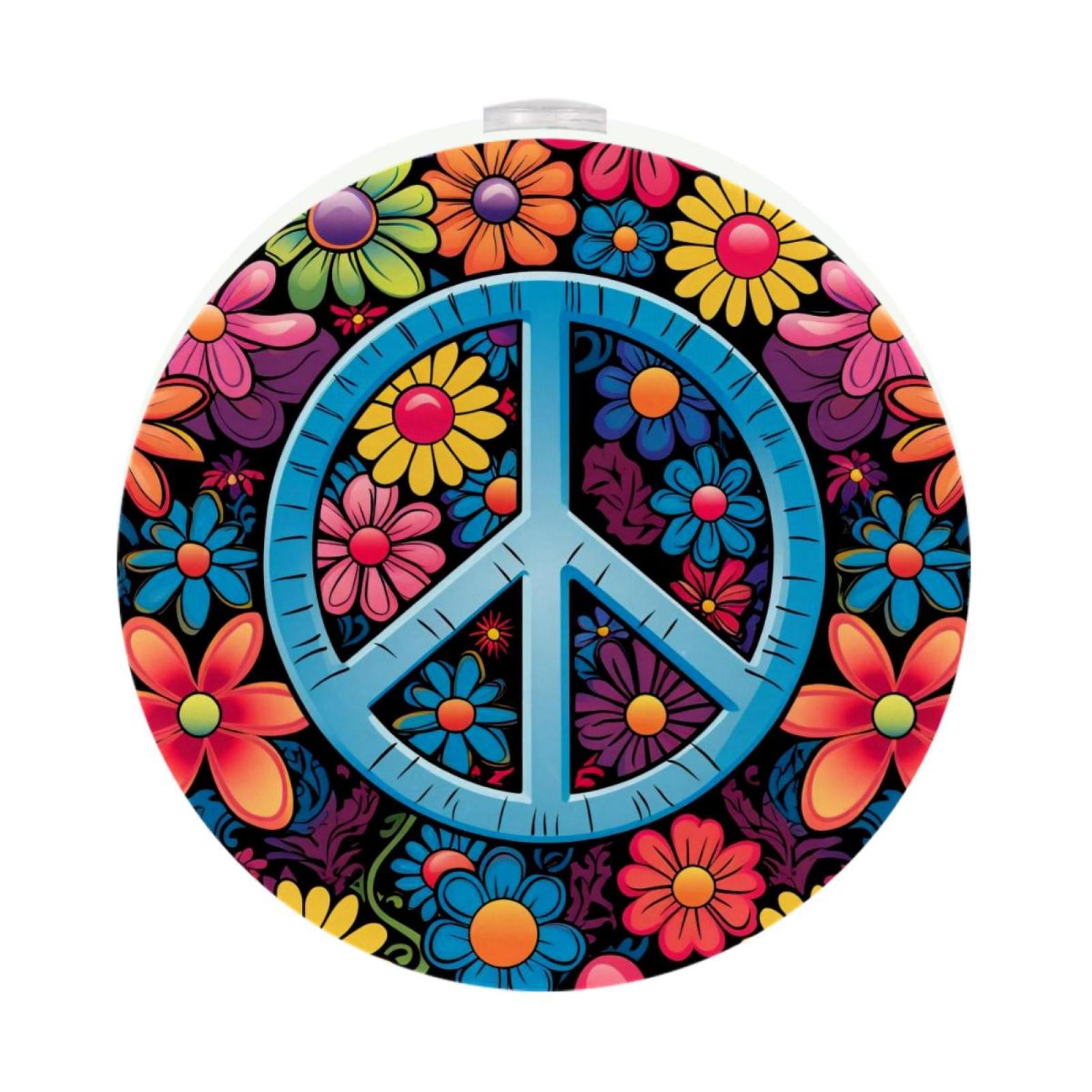 Peace Sign LED Round Night Light - 2PCS, Compact and Energy-Efficient ...