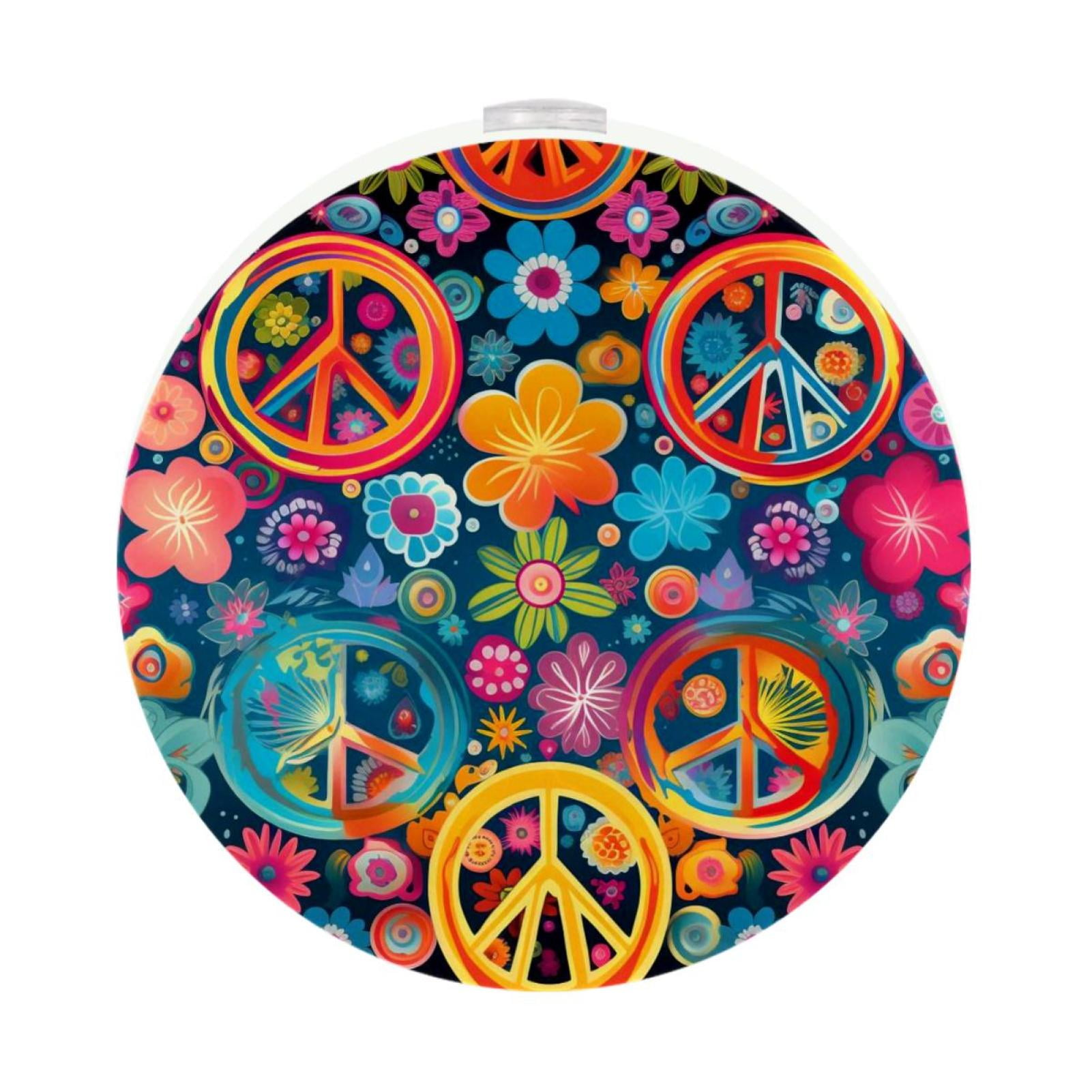 Peace Sign LED Round Night Light - 2PCS, Compact and Energy-Efficient ...