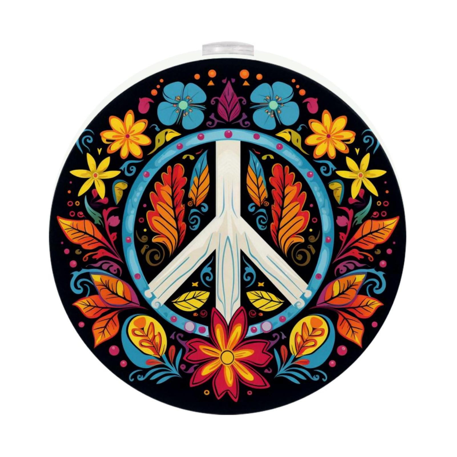 Peace Sign LED Round Night Light-2PCS, Energy Efficient Plug-in Bedroom ...