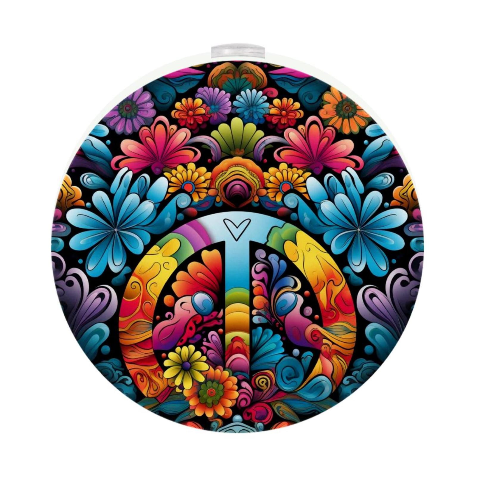 Peace Sign LED Round Night Light-2PCS, Plug-in Dusk to Dawn Sensor Wall ...