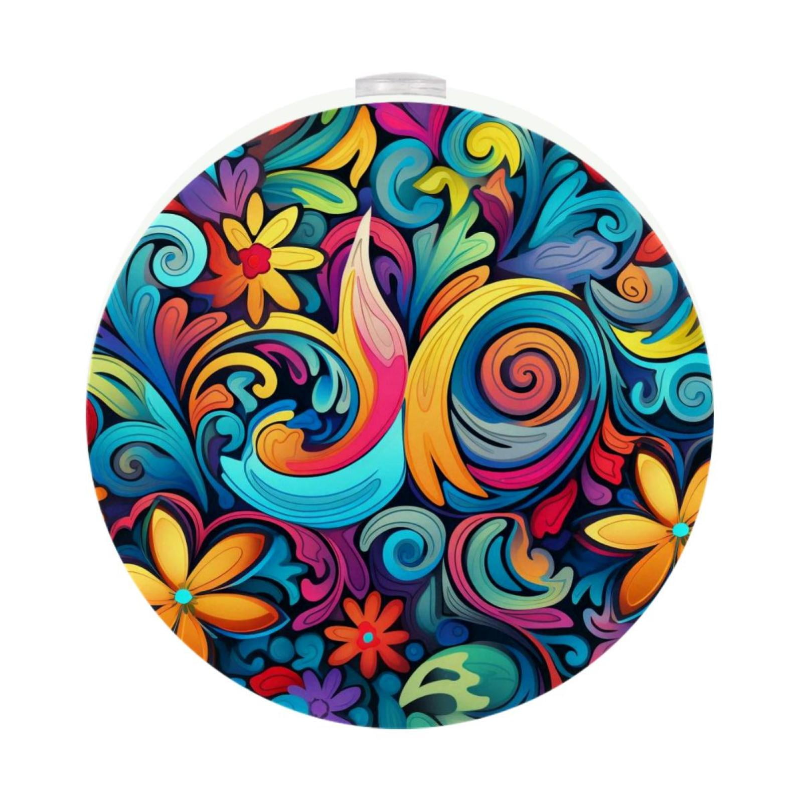 Peace Sign LED Round Night Light - 2PCS, Plug-in Dusk-to-Dawn Sensor ...