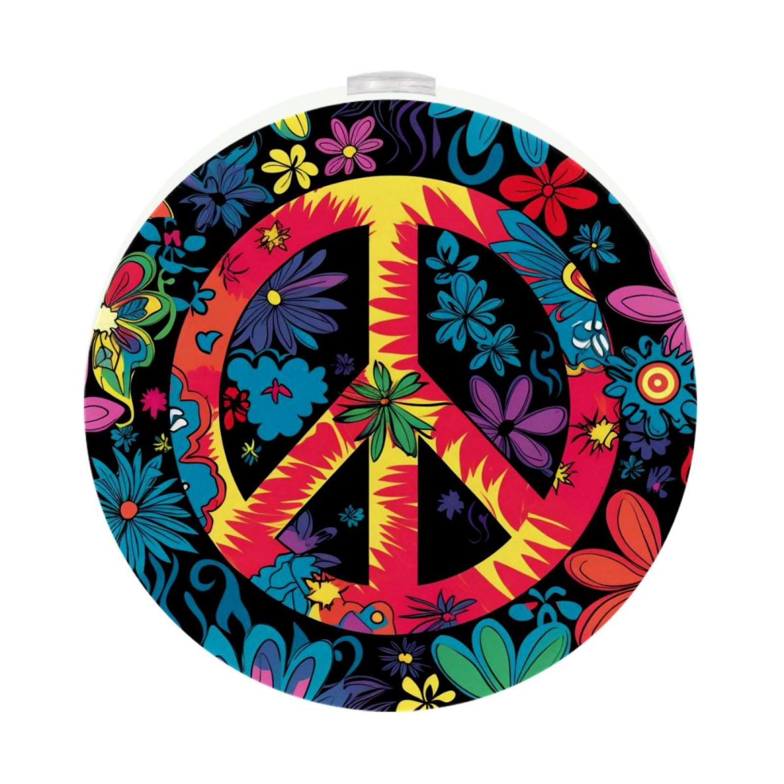 Peace Sign LED Round Night Light 2PCS - Small Nightlights with Soft ...