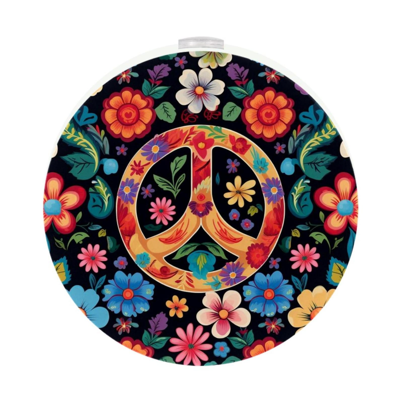 Peace Sign LED Round Night Light - 2PCS, Soft Glow Decorative ...