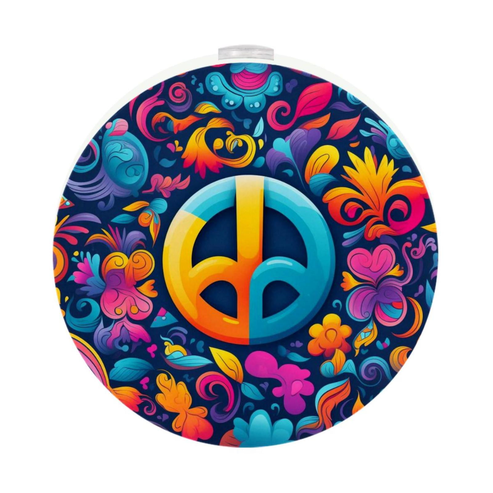 Peace Sign LED Round Night Light - 2PCS, Soft Glow Decorative ...