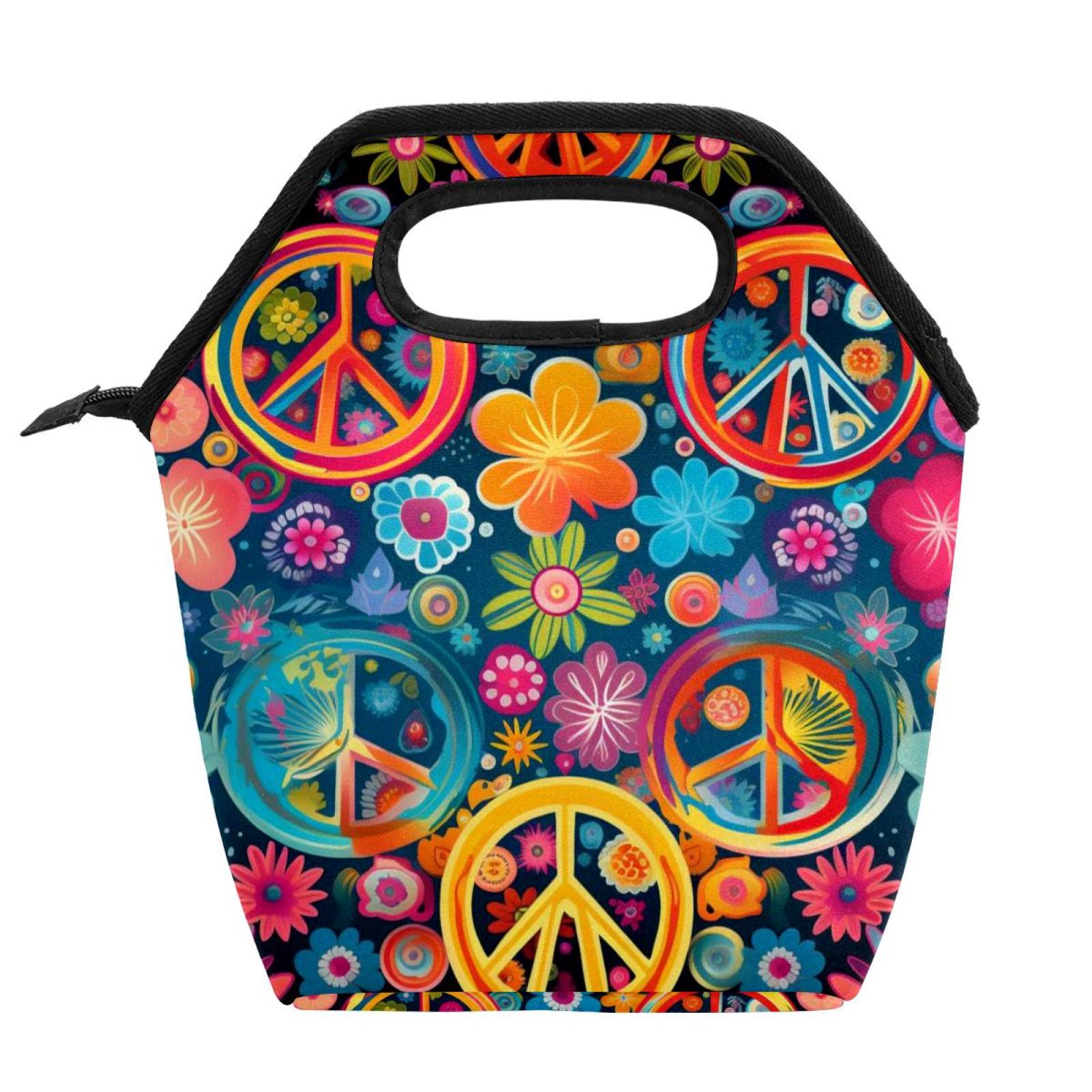 Peace Sign Large Capacity Lightweight Printed Insulated Ideal Lunch Bag ...