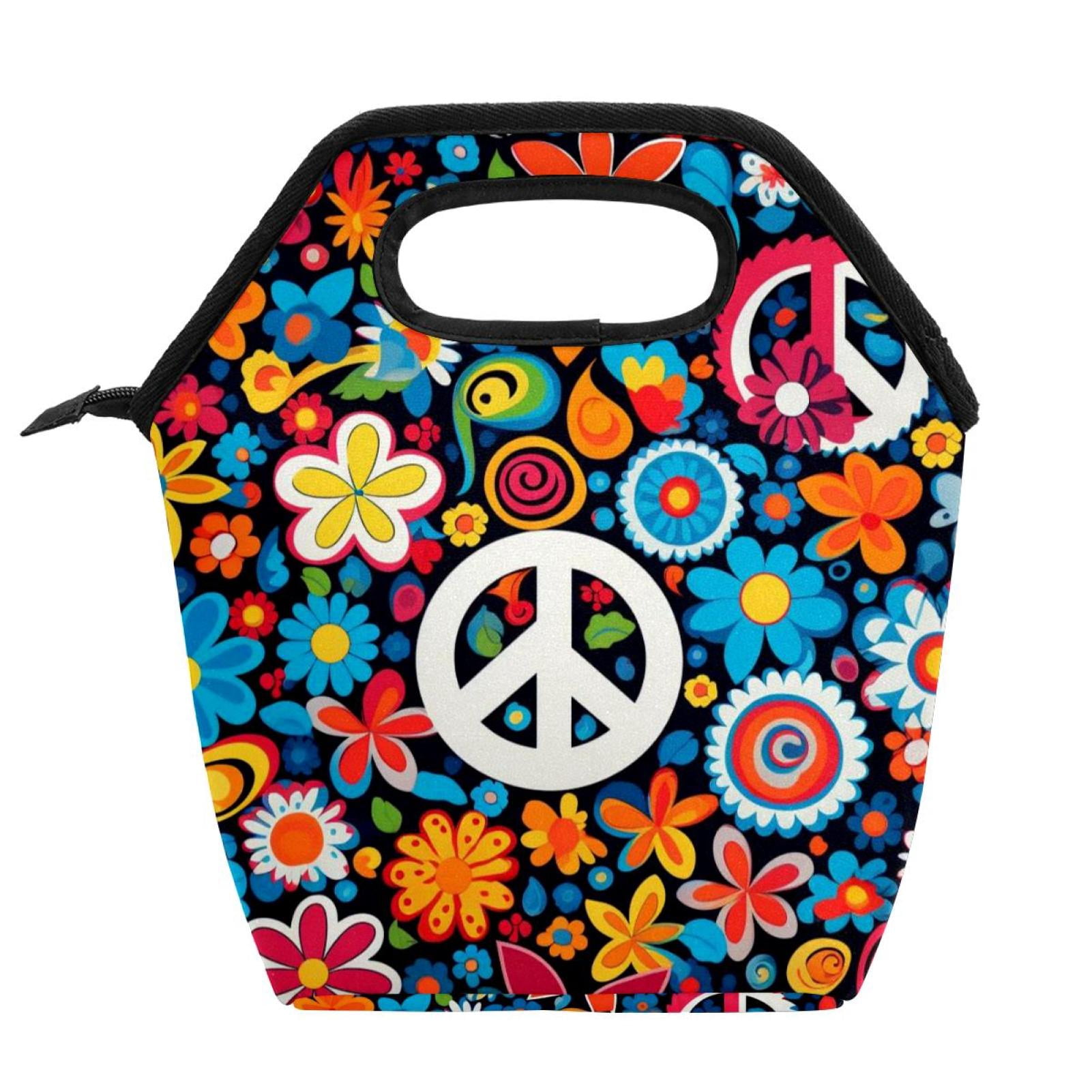 Peace Sign Large Capacity Lightweight Printed Insulated Ideal Lunch Bag ...
