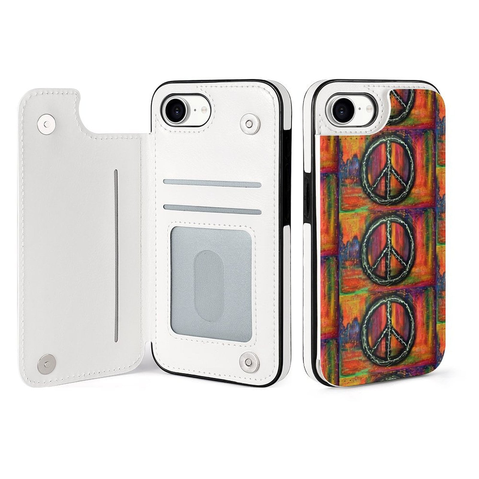 Peace Sign Leather Wallet Case for iPhone 16 Pro Max 16E 16SE4 16PRO ...