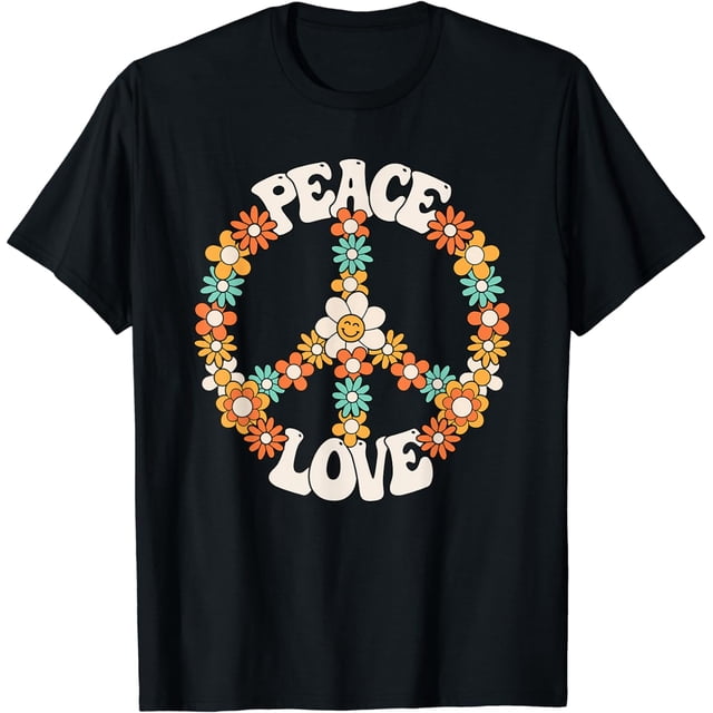 Peace Sign Love 60s 70s Costume Groovy Hippie Theme Party T-Shirt ...