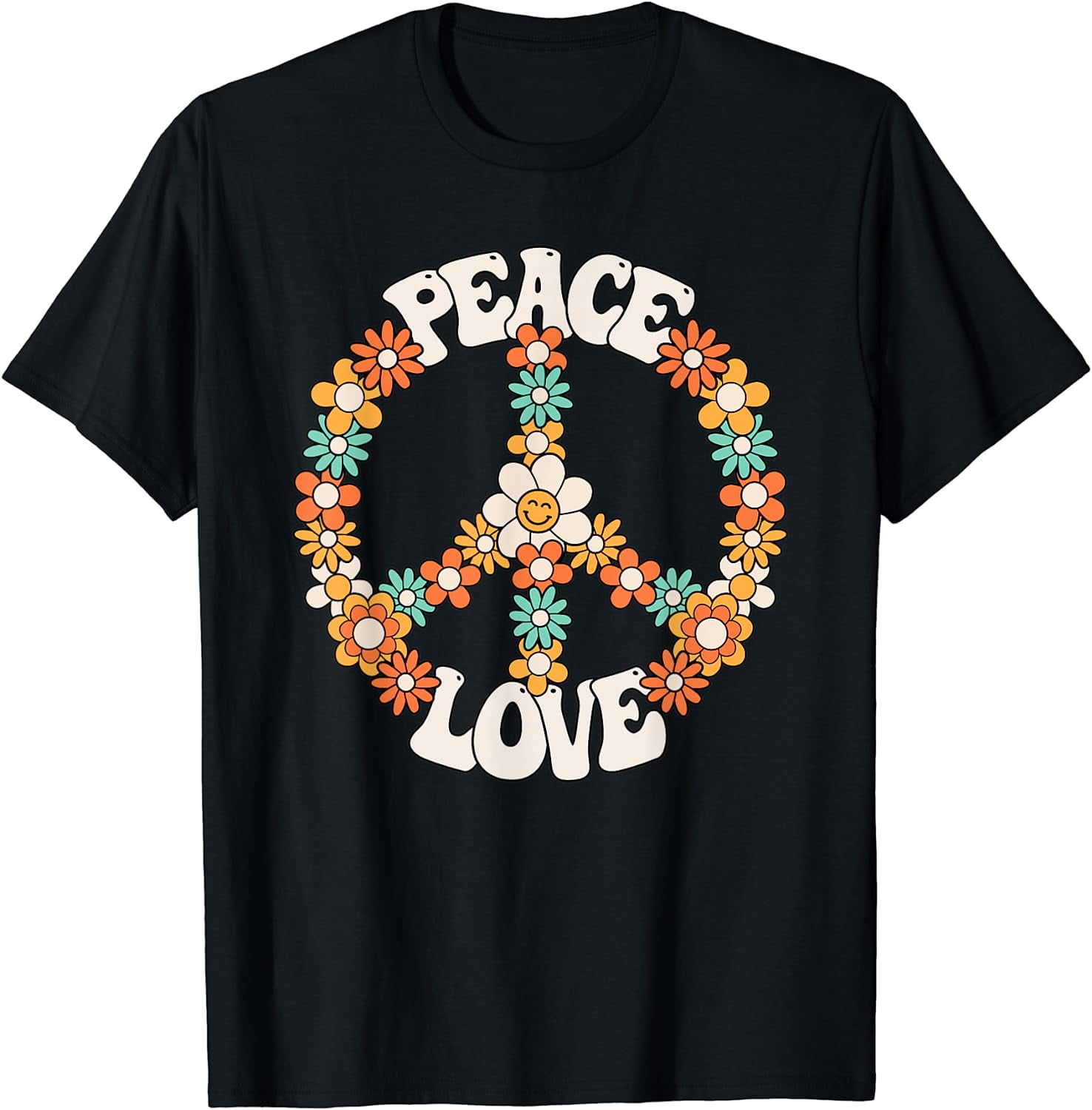 Peace Sign Love 60s 70s Costume Groovy Hippie Theme Party T-Shirt ...