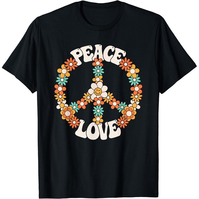 Peace Sign Love 60s 70s Costume Groovy Hippie Theme Party T-Shirt ...