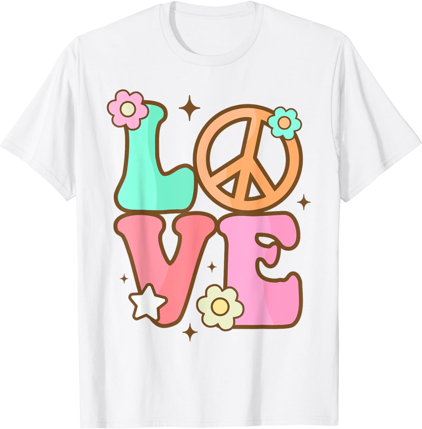 Peace Sign Love 60s 70s Costume Groovy Hippie Theme Party T-Shirt ...