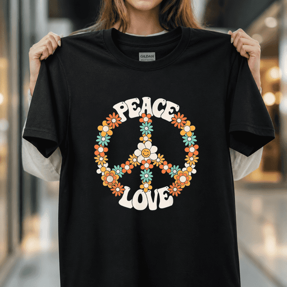 Peace Sign Love 60s 70s Costume Groovy Hippie Theme Unisex T-Shirt, S ...