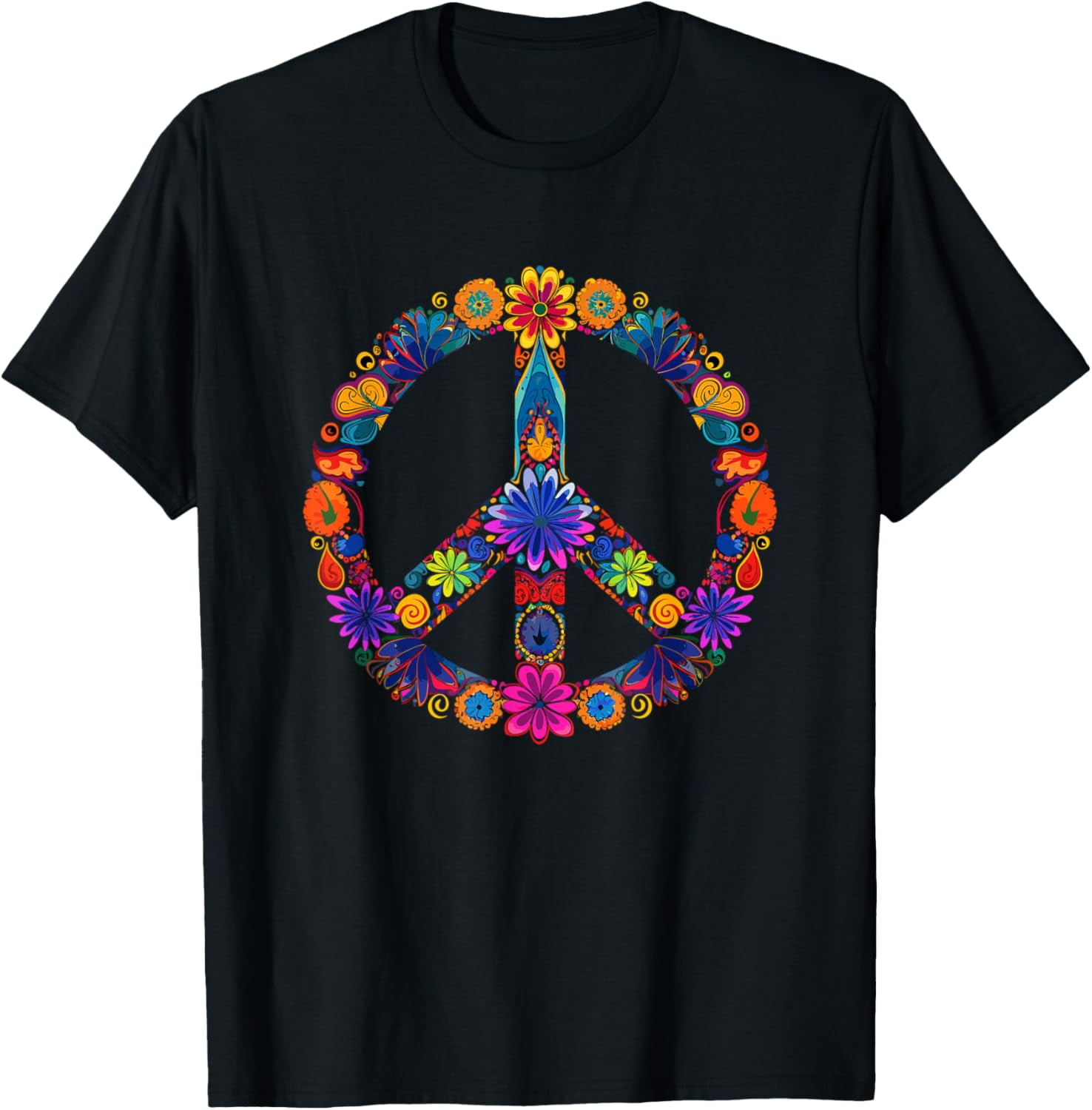 Peace Sign Love 60s 70s Costume Hippie Flowers Groovy Peace T-Shirt ...