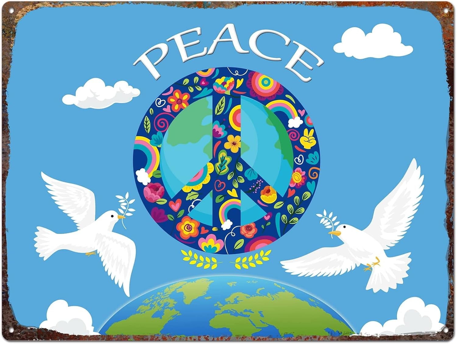 Peace Sign Metal Tin Sign, Peace Sign Decorations for Party Art Wall ...