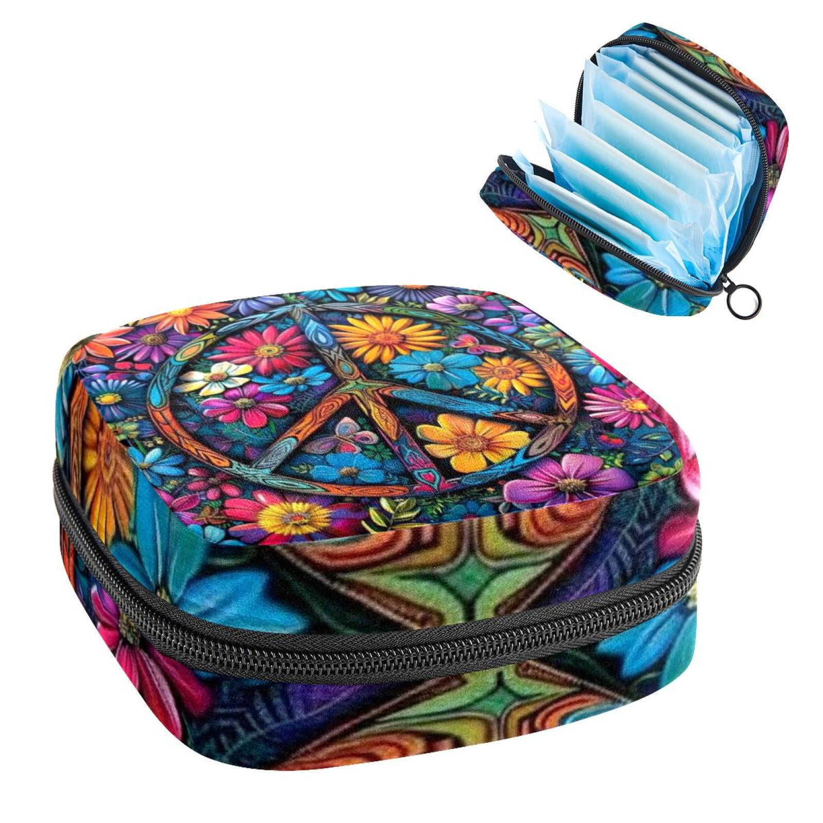 Peace Sign Mini Plush Sanitary Napkin Pouch - Makeup Bag, Period Bags ...