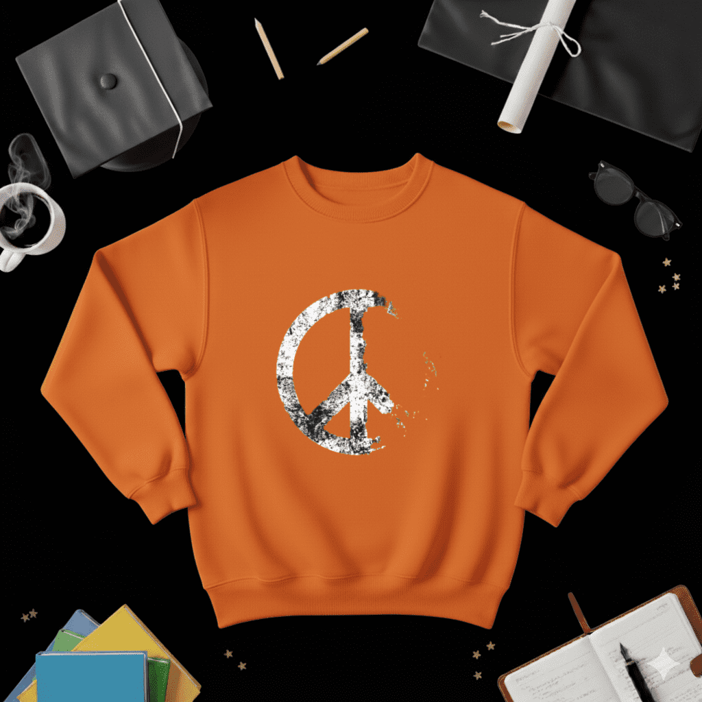 Peace Sign Minimal Symbol Retro Hippie Positive Vibe Graphic Sweatshirt ...