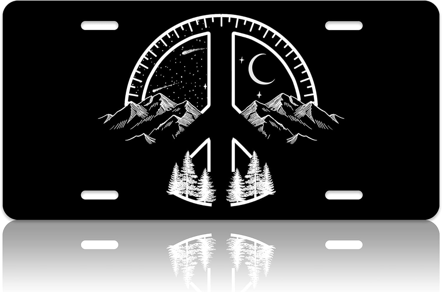 Peace Sign and Mountain License Plate Cover Personalise Car Front Rust ...