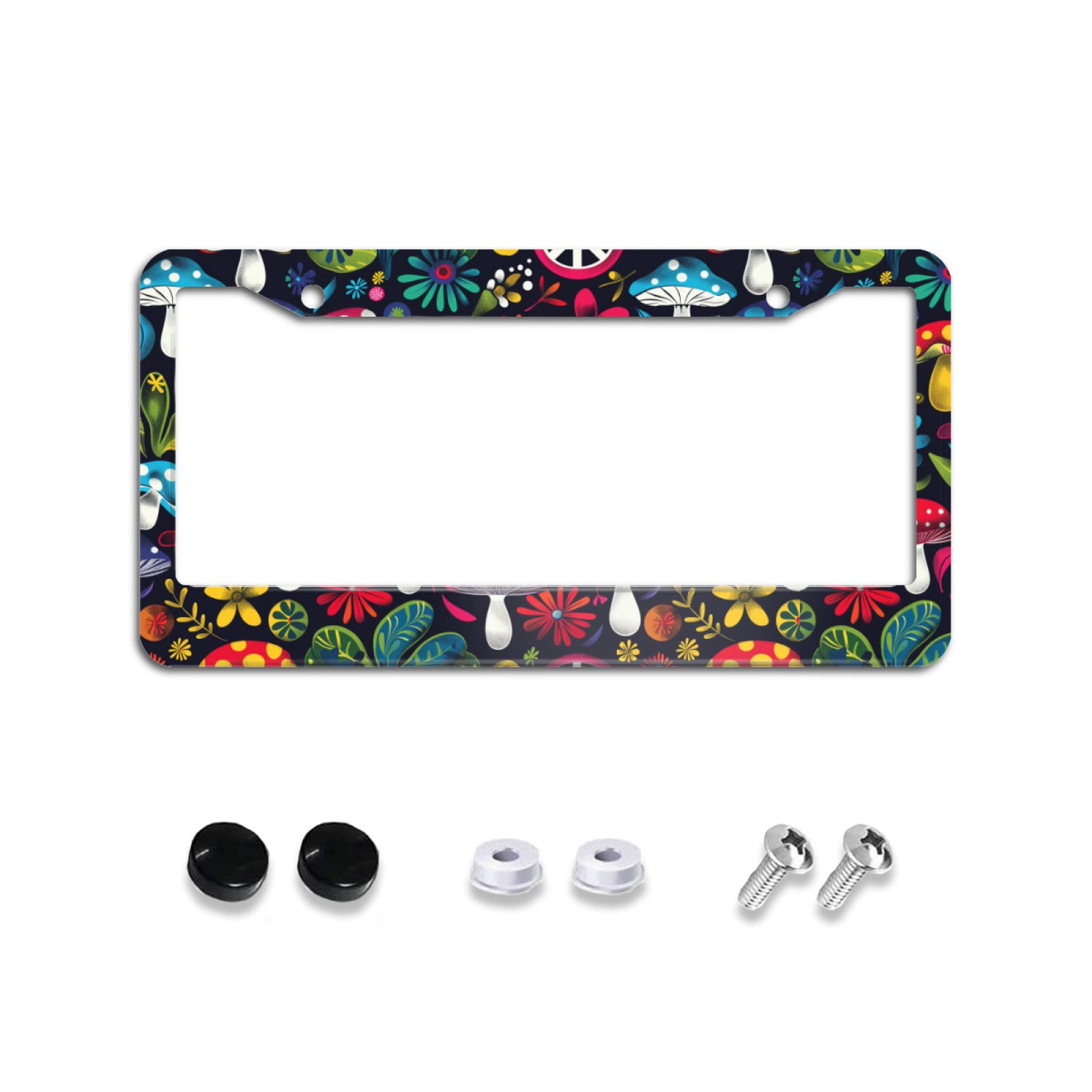 Peace Sign with Mushrooms and Floral License Plate Frames for Women Men ...