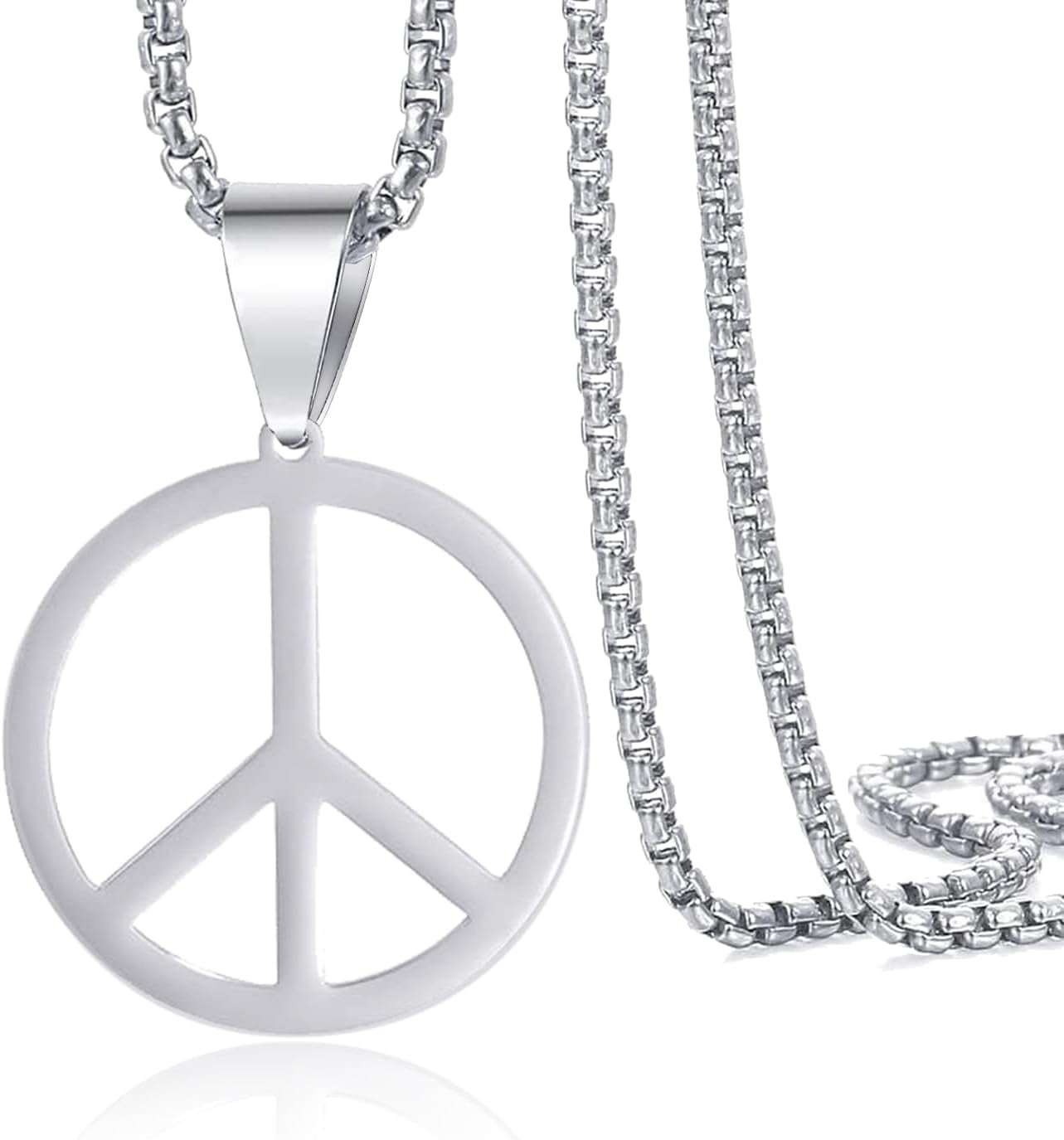 Peace Sign Necklace For Men Women Hippie Style Peace Necklace Stainless ...