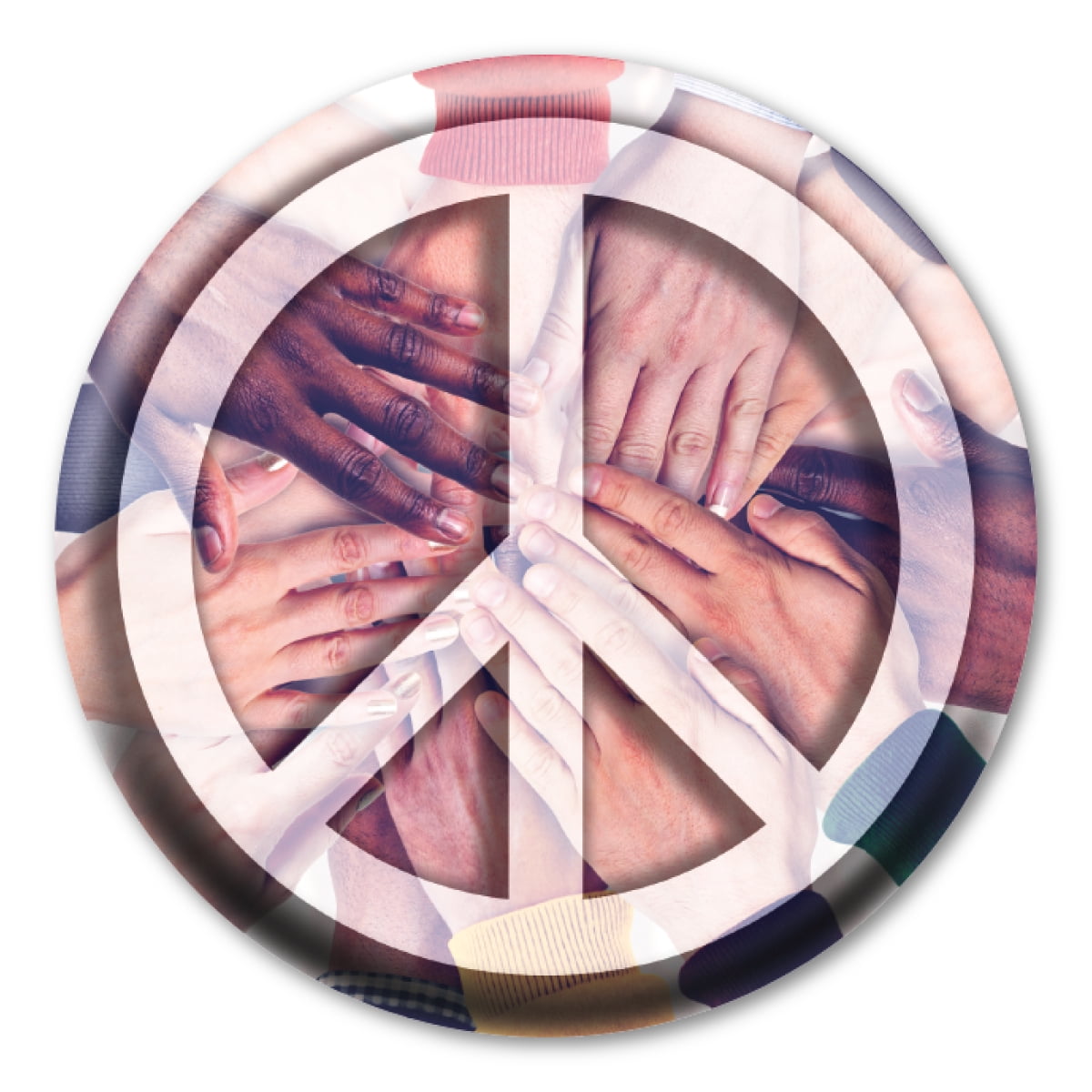 Peace Sign on Hands Circle Button with Magnetic Back - Walmart.com