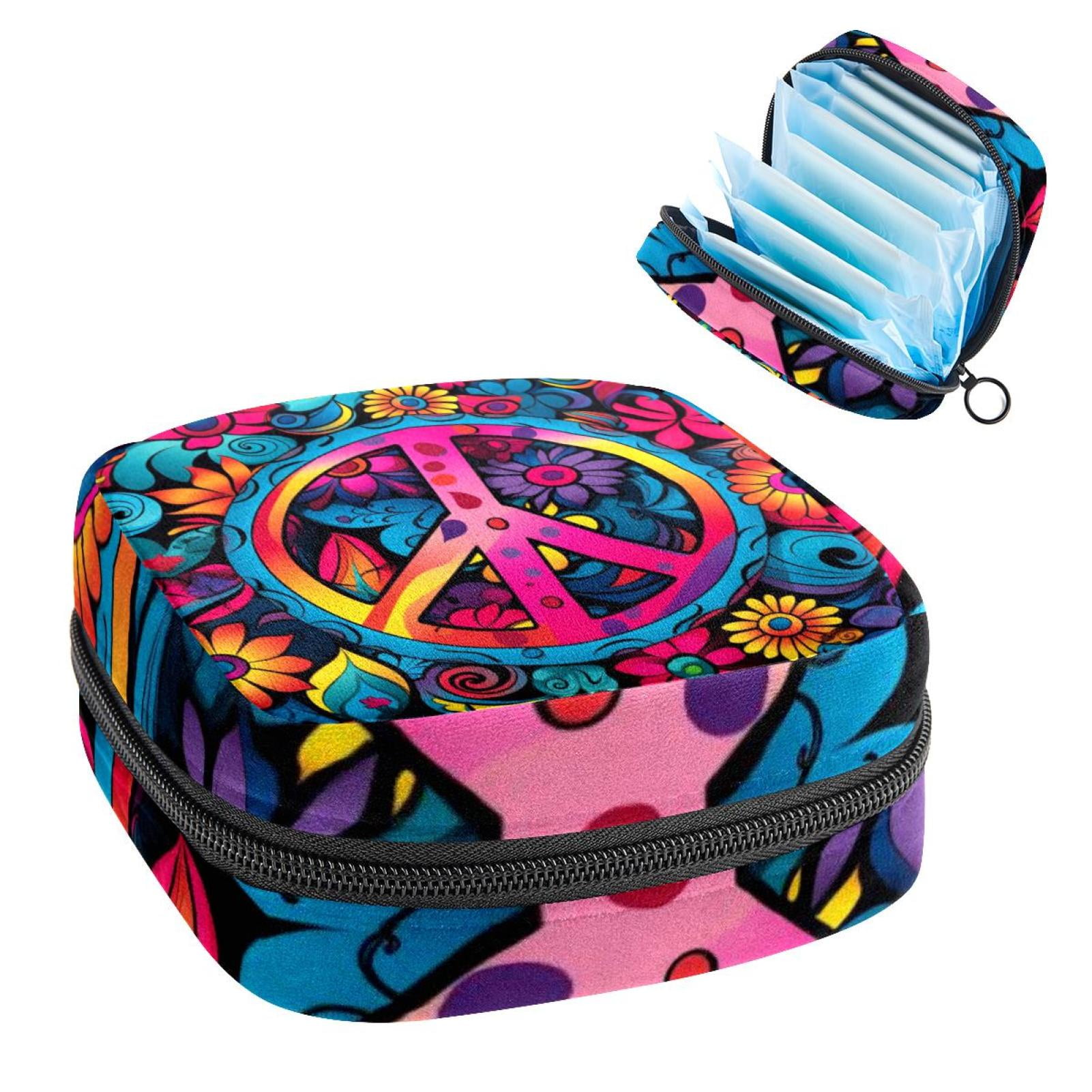 Peace Sign Pad Bag Storage Organizer Pouch for Menstrual Hygiene ...