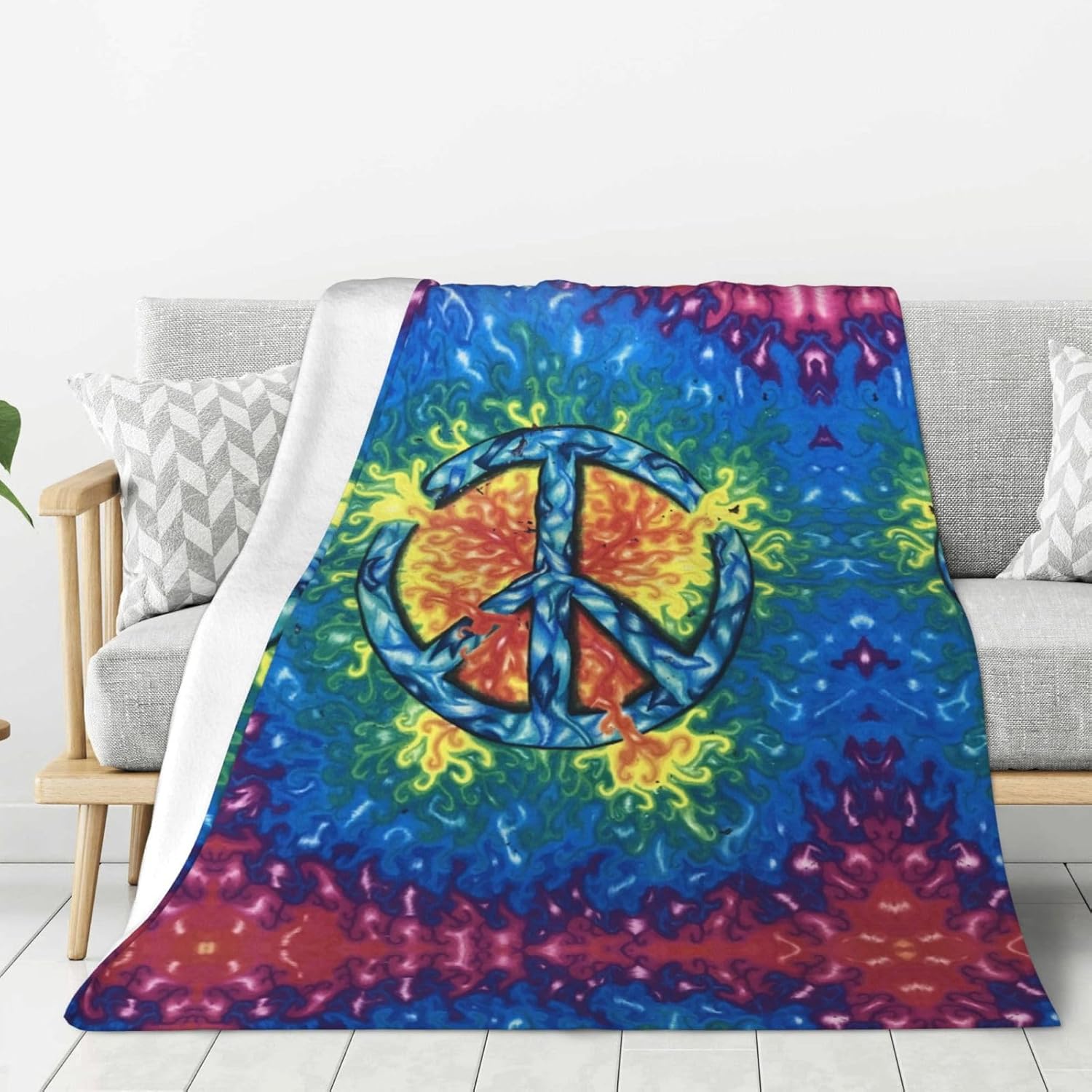 Peace Sign Painting Throw Blanket Ultra Soft Warm All Season Decorative ...