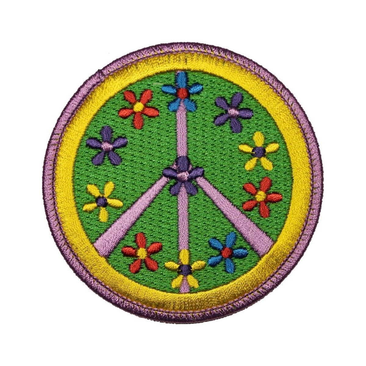 Peace Sign Patch Colorful Daisies Flower Power Embroidered Iron On ...