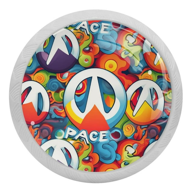 Peace Sign Pattern 4PCS Cabinet Knobs Pulls Fluorescent Drawer Handle ...
