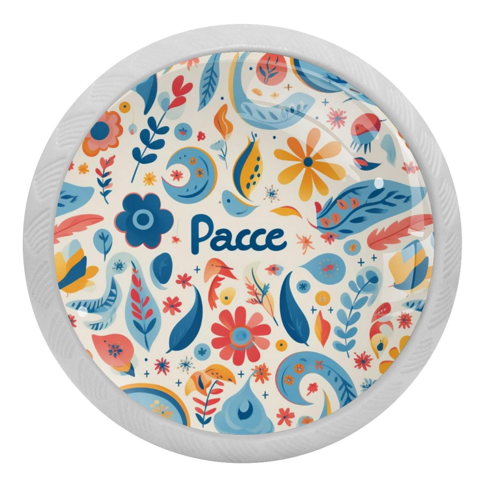 Peace Sign Pattern 4PCS Cabinet Knobs Pulls Fluorescent Drawer Handle ...