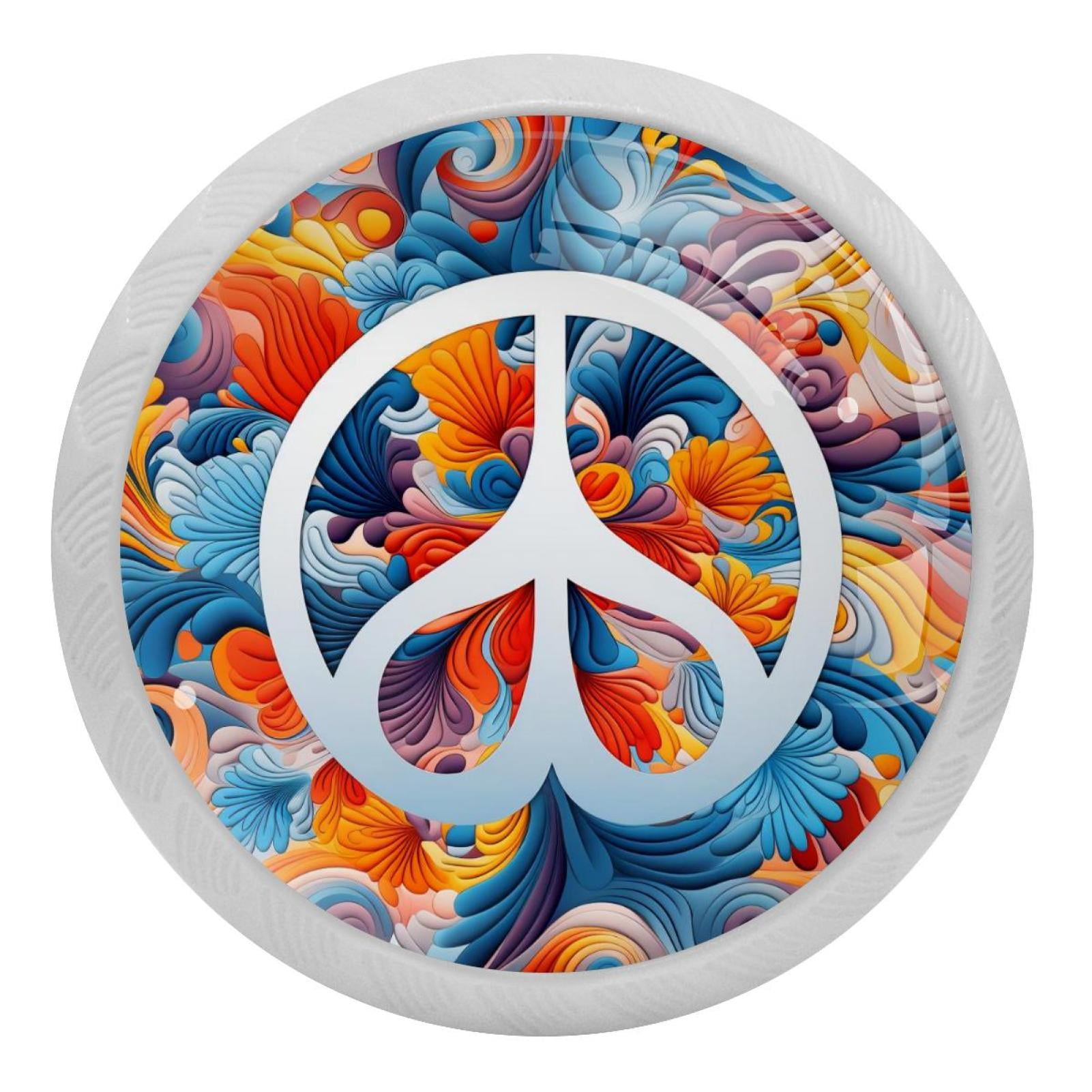 Peace Sign Pattern 4PCS Cabinet Knobs Pulls Fluorescent Drawer Handle ...