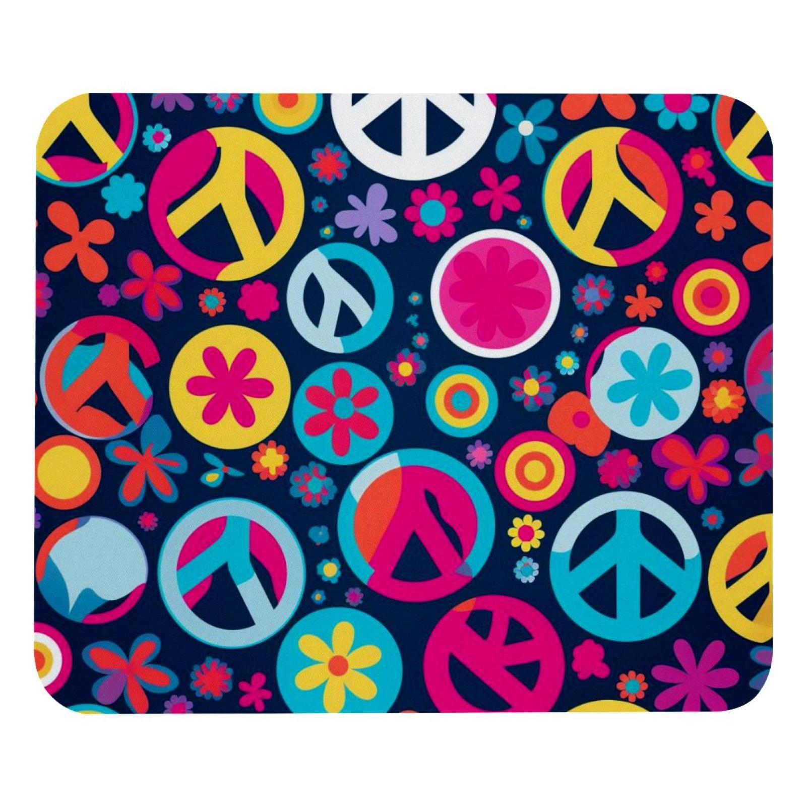 Peace Sign Pattern Mousepad Square Thickness 2mm Desk Mat Office Home ...
