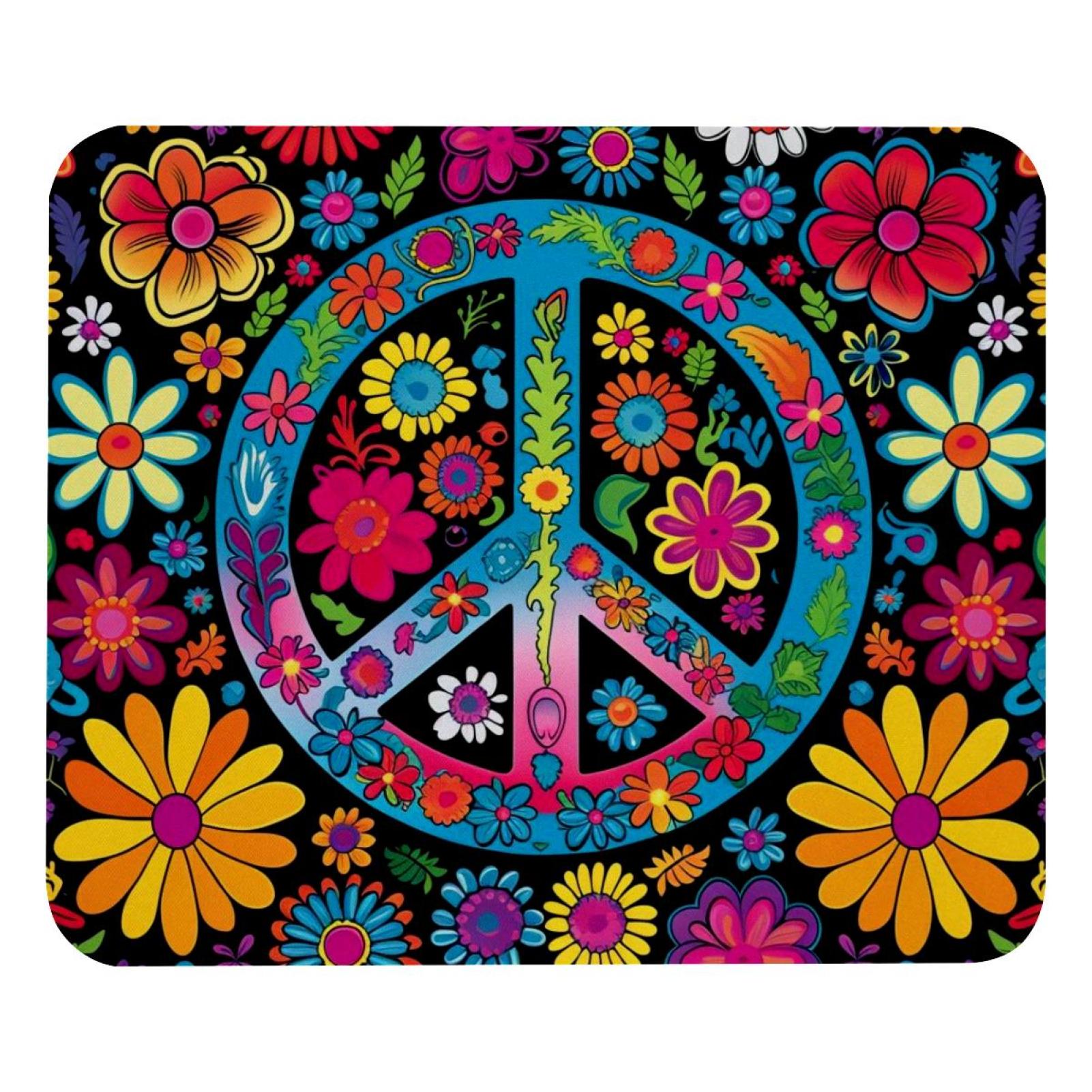 Peace Sign Pattern Mousepad Square Thickness 2mm Desk Mat Office Home ...