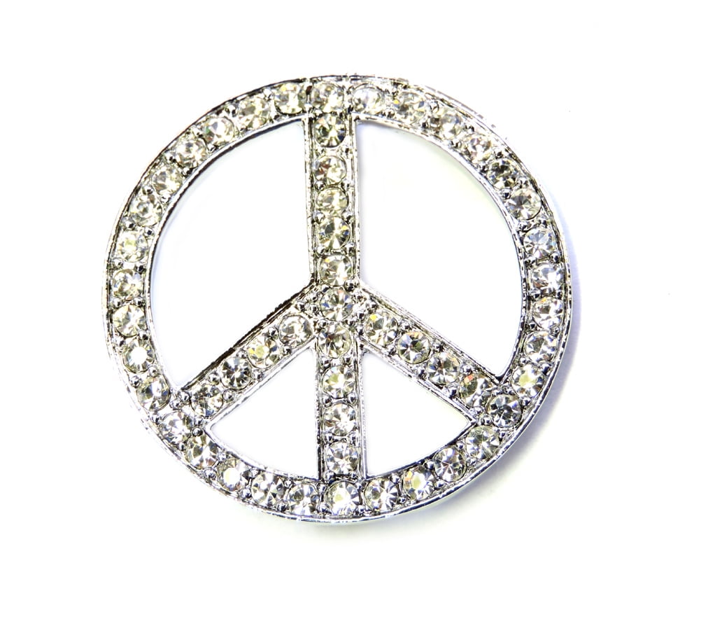 Peace Sign Pin Brooch Gorgeous Clear Crystal - Walmart.com