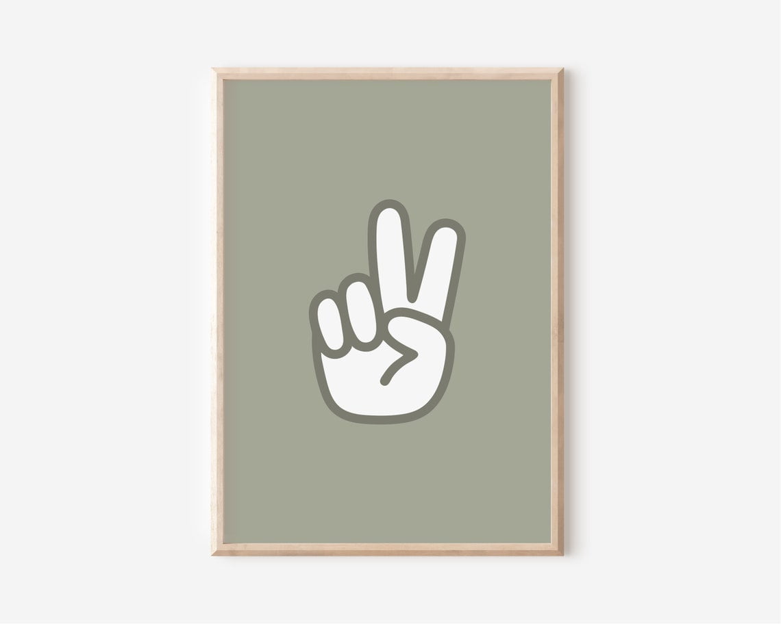 Peace Sign Print / Neutral Nursery Decor, Sage Green Nursery Print ...