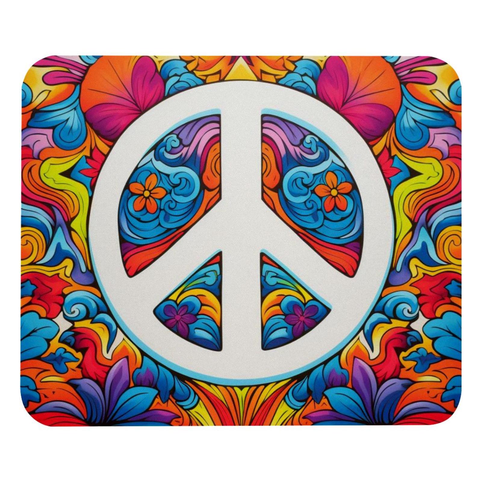 Peace Sign Printed Gaming Mousepad Desk Pad, Square 8.3x9.8 Inch Non ...