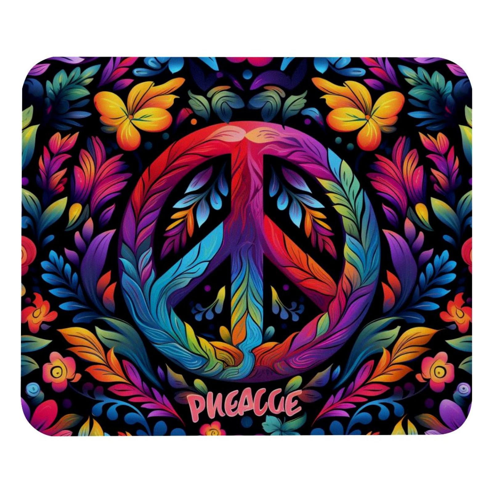 Peace Sign Printed Square Desk Mat Gaming Mouse Pad with Non-Slip ...