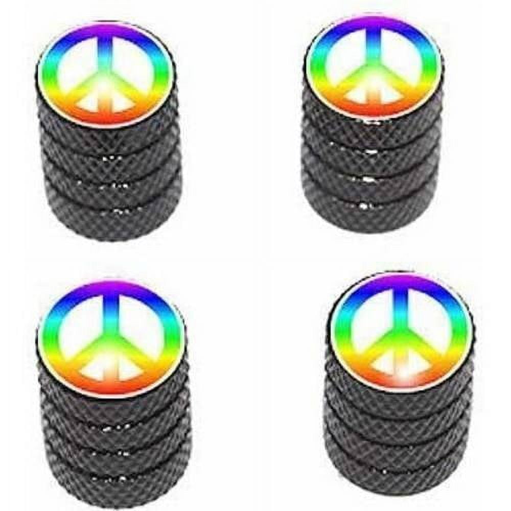 Peace Sign Rainbow Tire Rim Wheel Aluminum Valve Stem Caps, Multiple ...