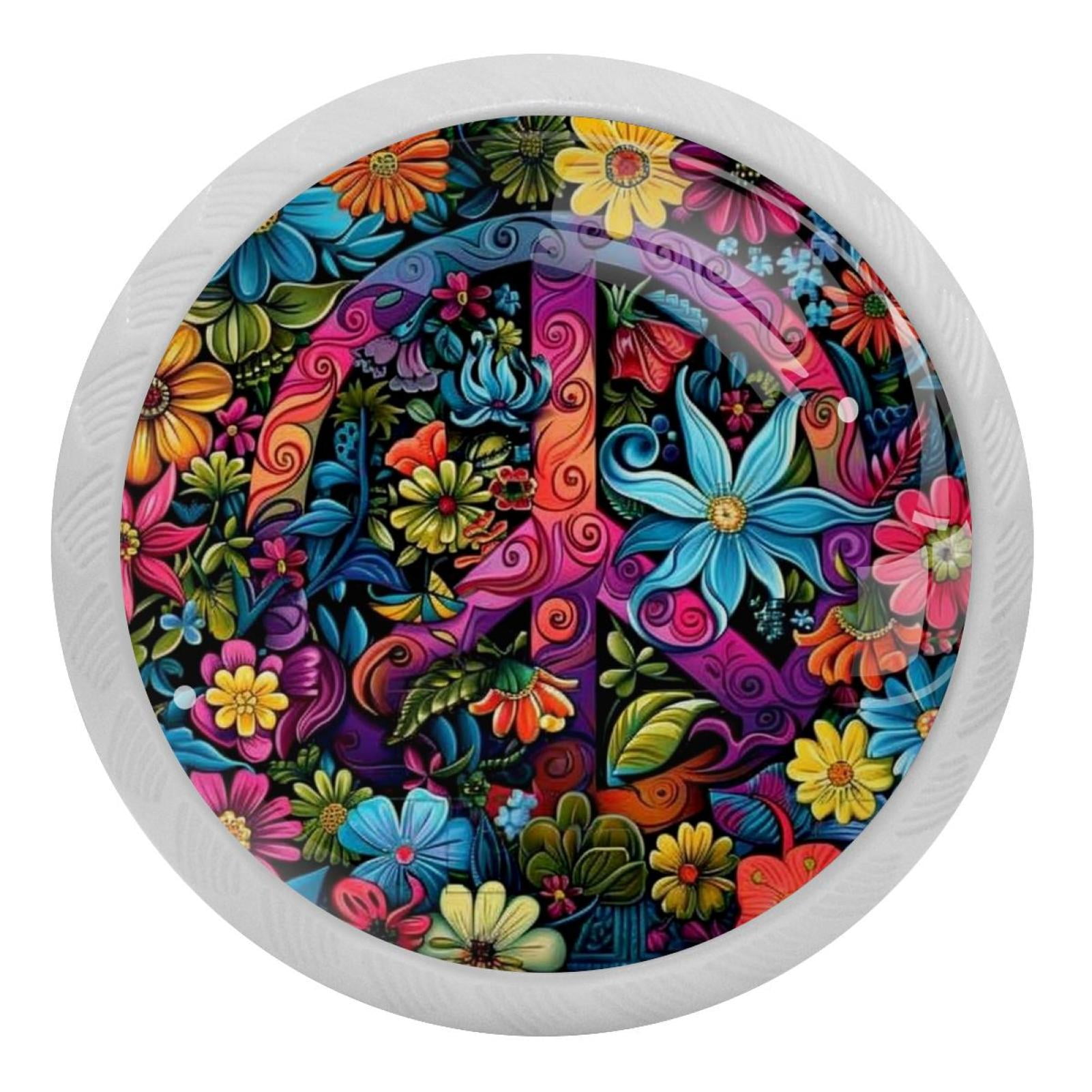 Peace Sign Round Glow-in-the-Dark Dresser Knobs: Fluorescent Drawer ...