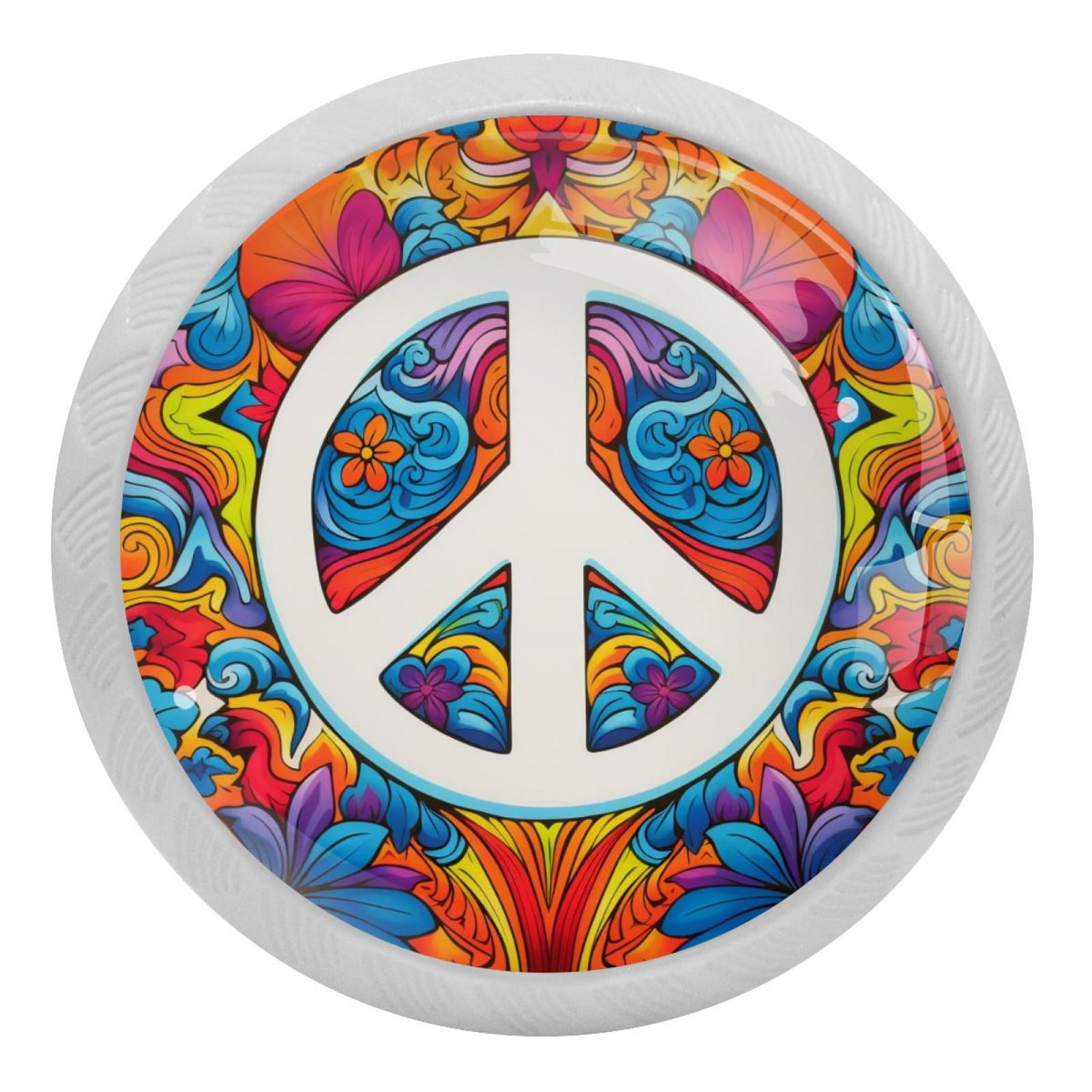 Peace Sign Round Glow-in-the-Dark Fluorescent Cabinet and Dresser Knobs ...